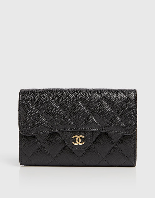 Chanel Classic Medium Flap Wallet In Grained Calfskin With Gold ...