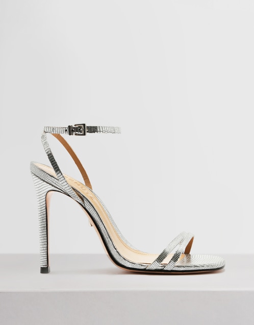 Schutz Altina Lizard-Embossed Leather High-Heeled Ankle Strap Sandals ...