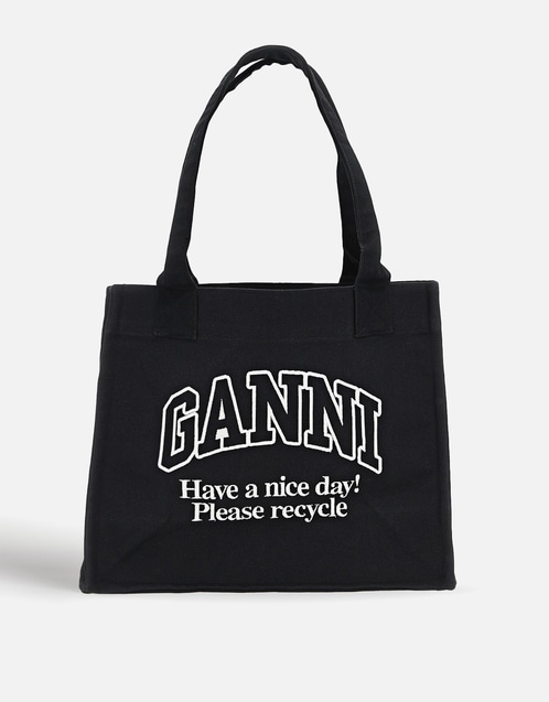 Ganni Large Cotton Canvas Handbag () IFCHIC.COM