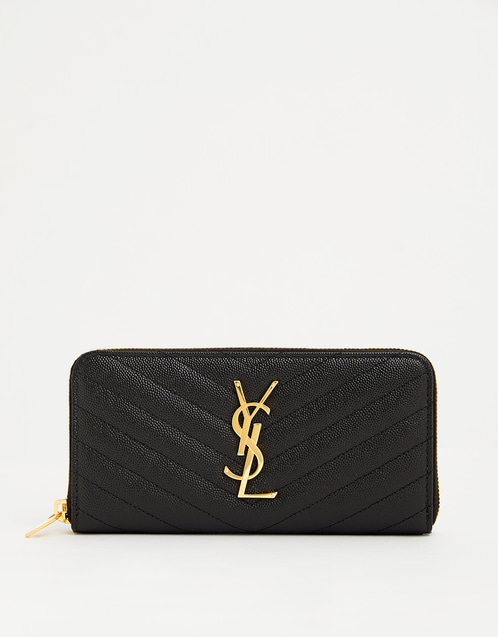 Saint Laurent Cassandre Matelassé Grainy Calfskin Zip Around Wallet ...