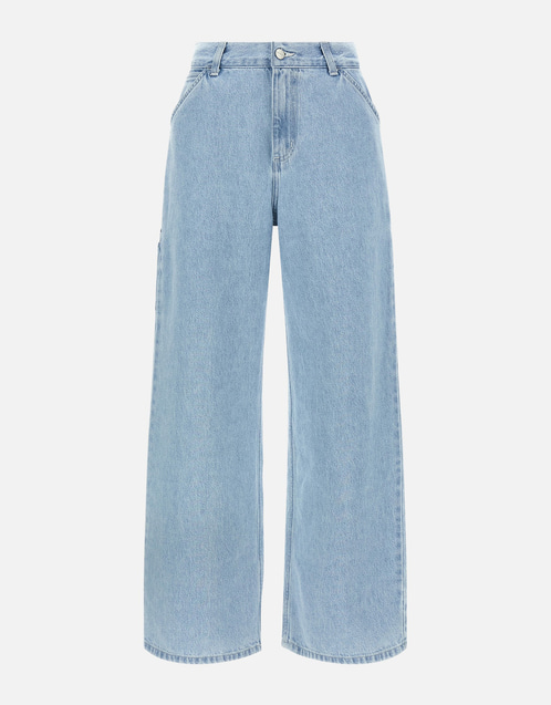 Carhartt Wip Stonewashed Cotton High Waist Wide Leg Jeans () IFCHIC.COM