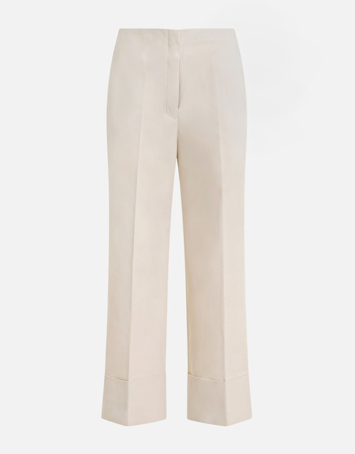 Theory Stretch Cotton High-Waist Cuff Wide-Leg Pants (Pants) IFCHIC.COM