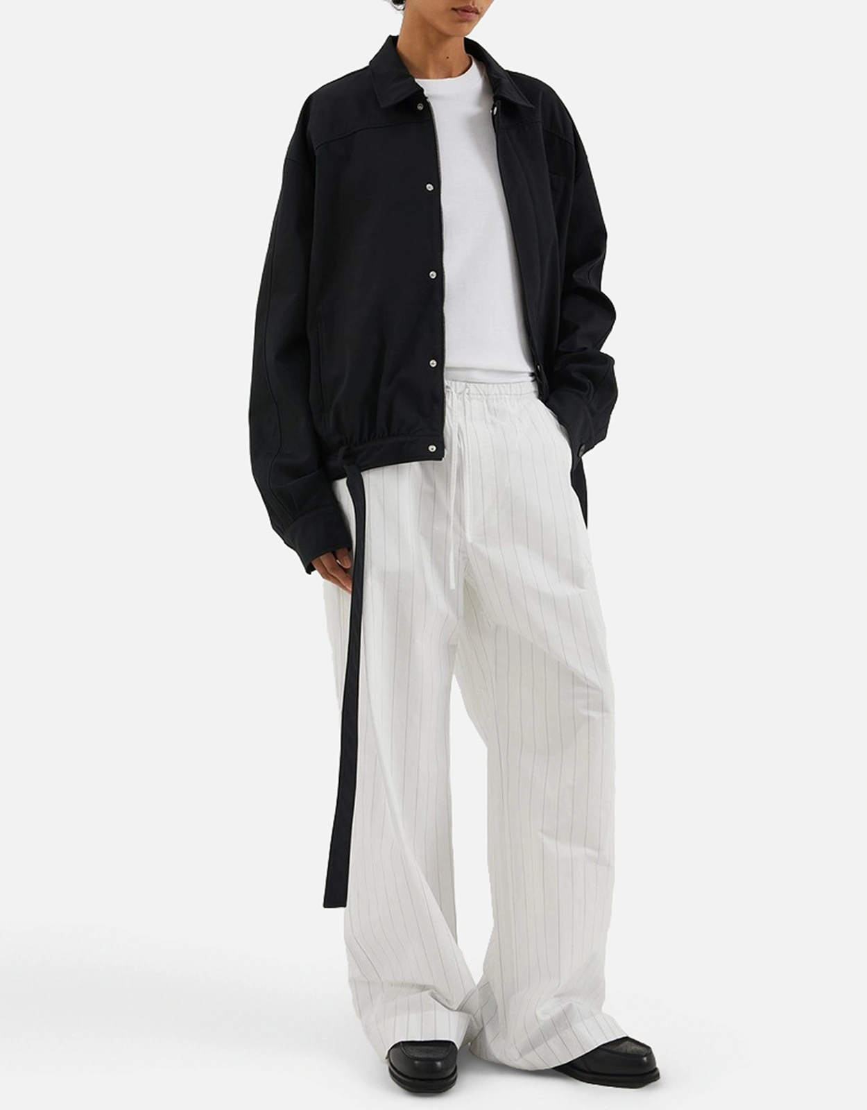 1989 STUDIO White striped boxy pants (Pants) IFCHIC.COM