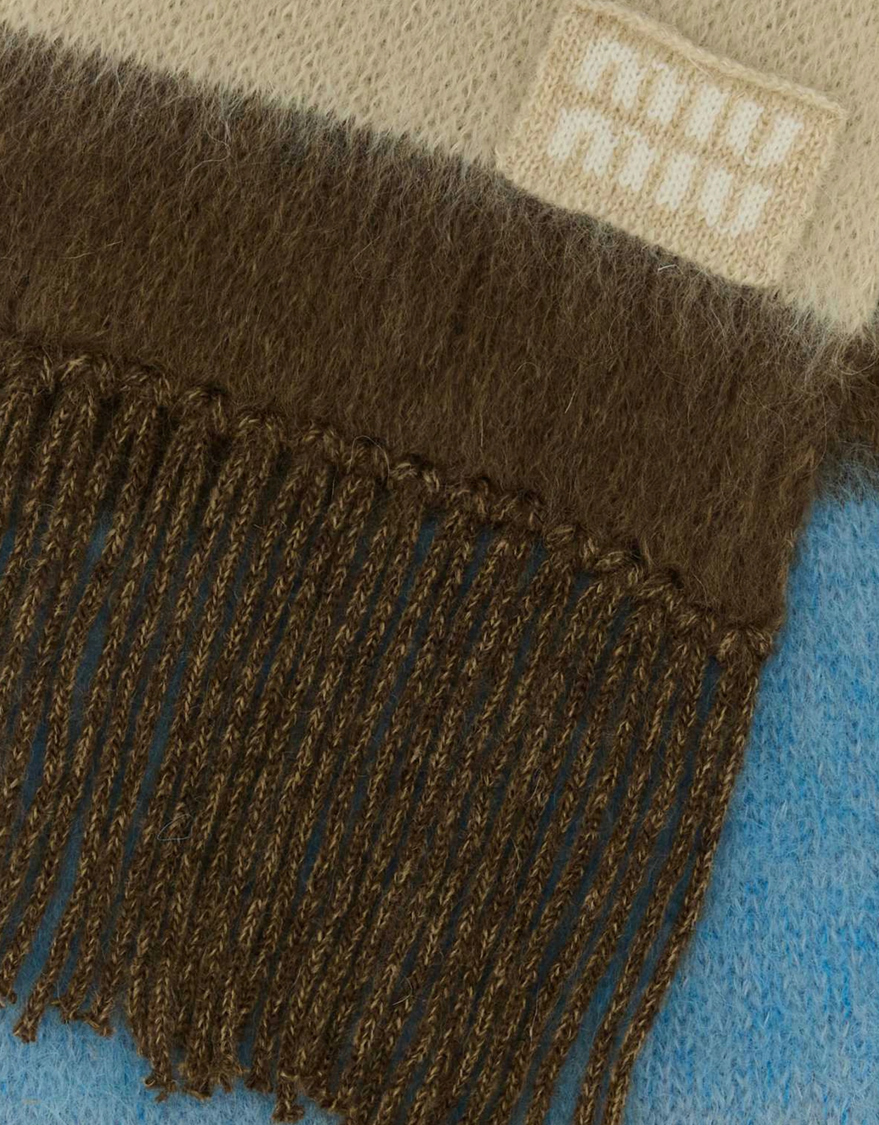 Miu Miu Colour-Block Mohair Fringed Scarf () IFCHIC.COM