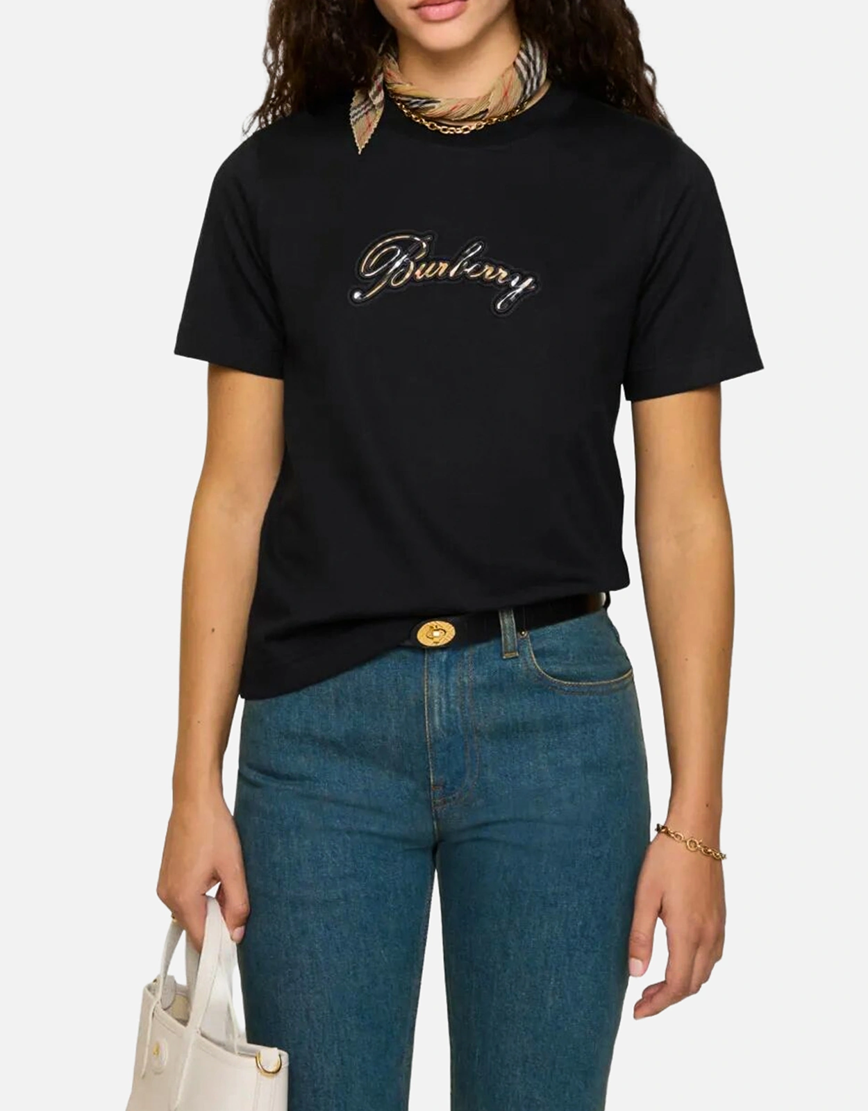 Burberry巴寶莉 Check Cursive Logo純棉T恤 (全部新品) ｜IFCHIC台灣官網