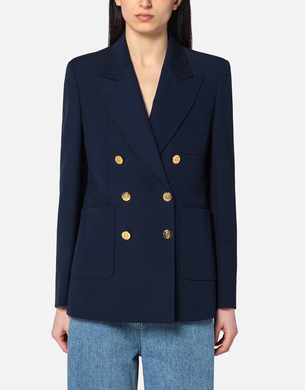 Gucci Double-breasted blue jacket in cotton (All New In) IFCHIC.COM