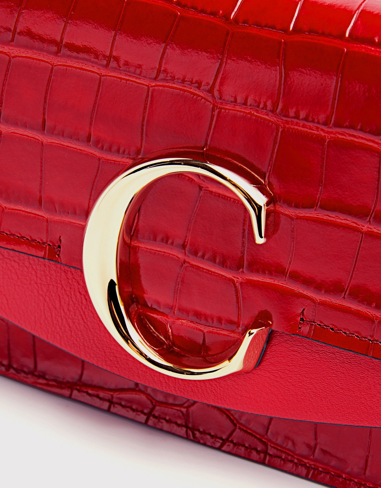 Chloé Chloé C Embossed Croc Chain Clutch Bag (Clutch Bags) IFCHIC.COM
